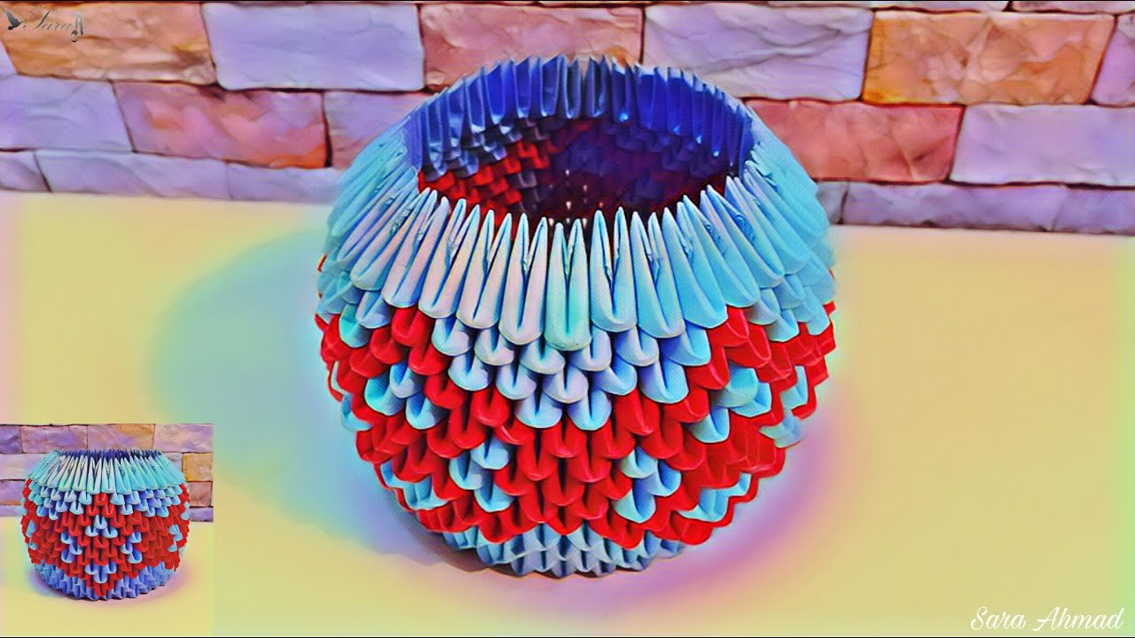 How to make 3d origami Pen holder 74 - YouTube