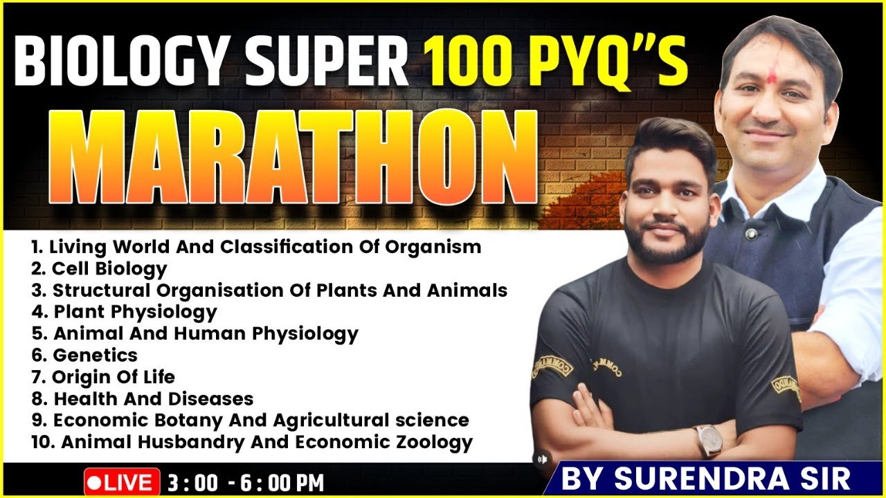 Marathon Class Biology Super 100 PYQ's | NDA CDS 2 2024 | Complete ...