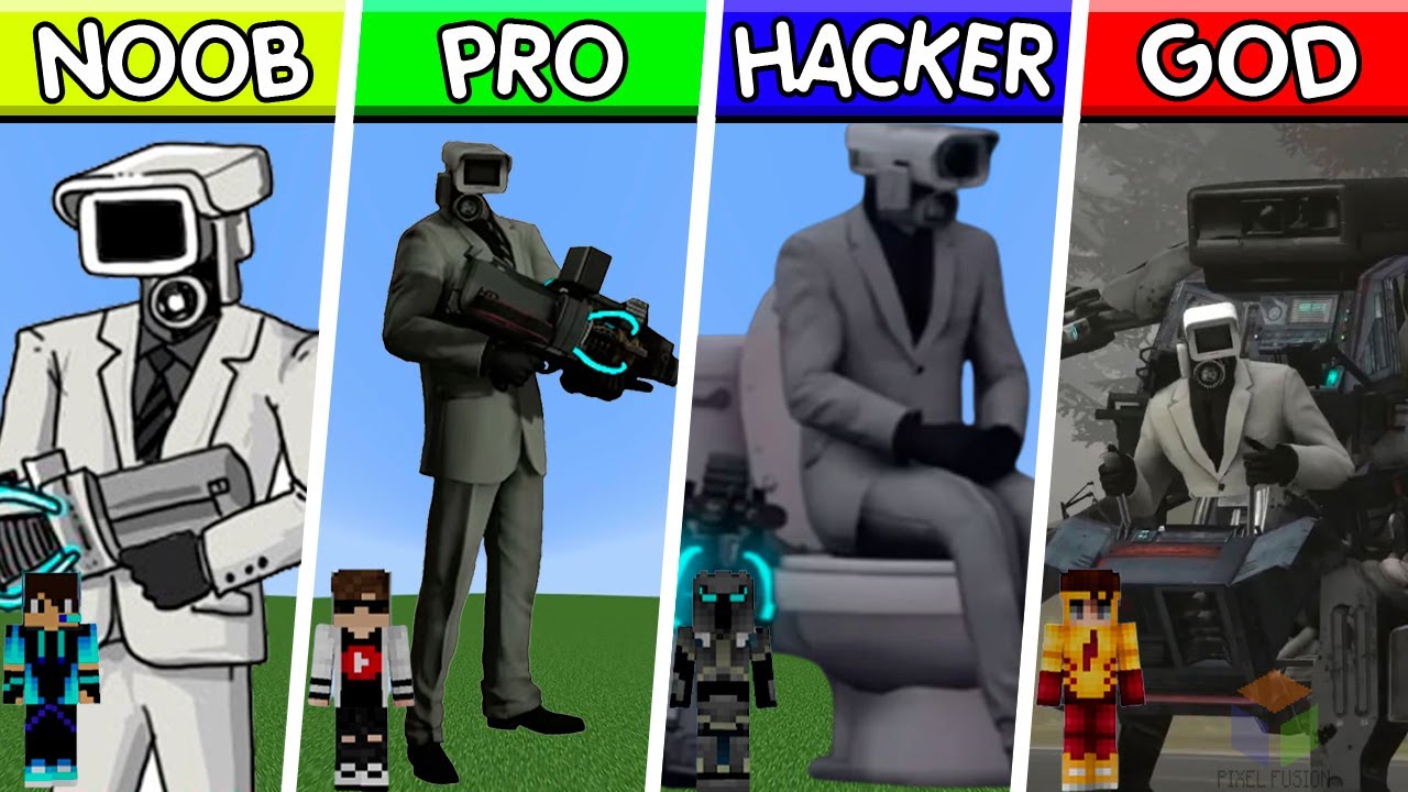 PixelArt Scientist Cameraman - Noob, Pro, Hacker, GOD! | (Skibidi ...
