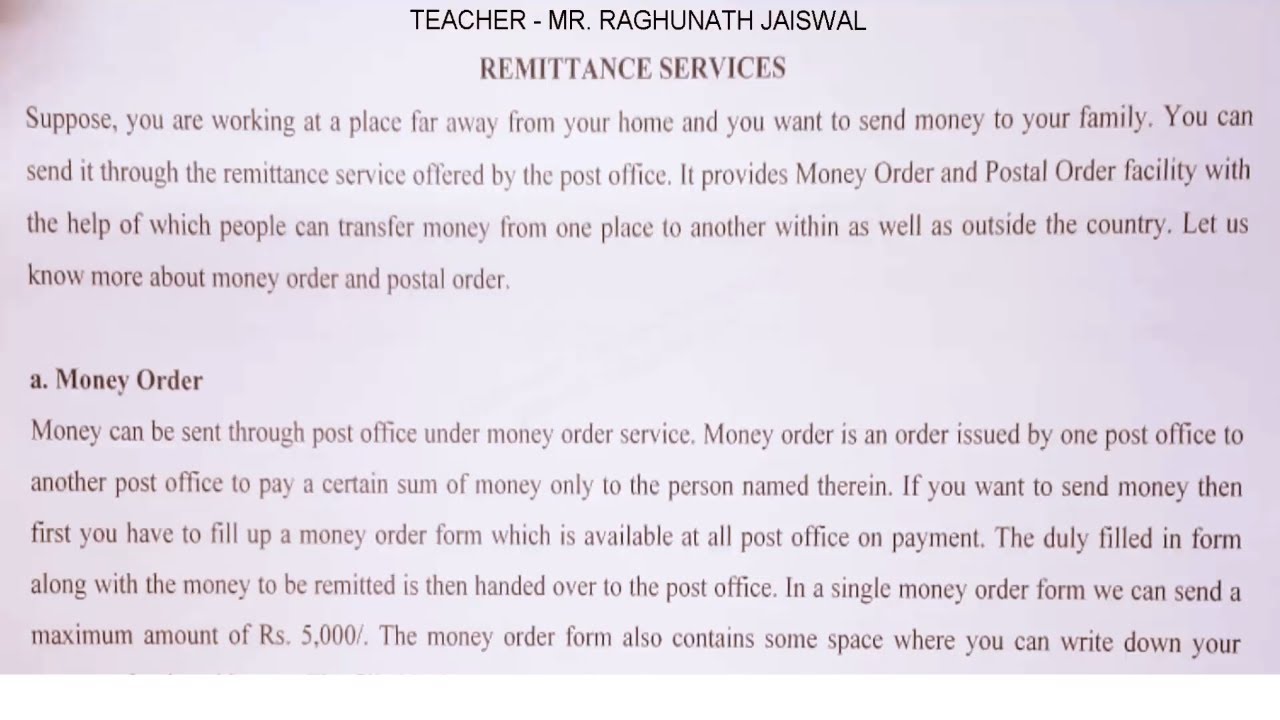 Remittance services by post office | Business Studies | व्यवसाय अध्ययन - YouTube
