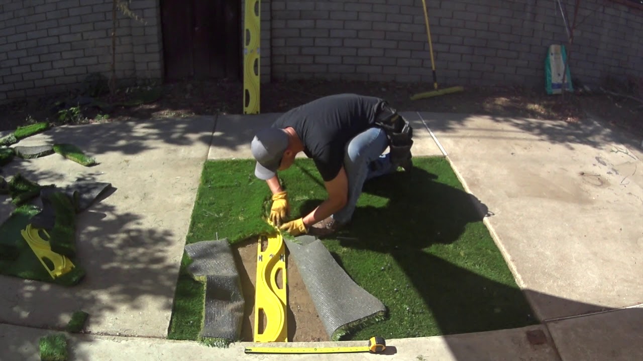 How To Seam Together Artificial Turf Cut Offs - YouTube