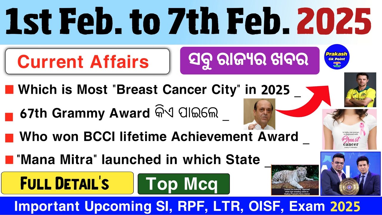 February Month 1st Week Current Affairs 2025 | February Month Current ...