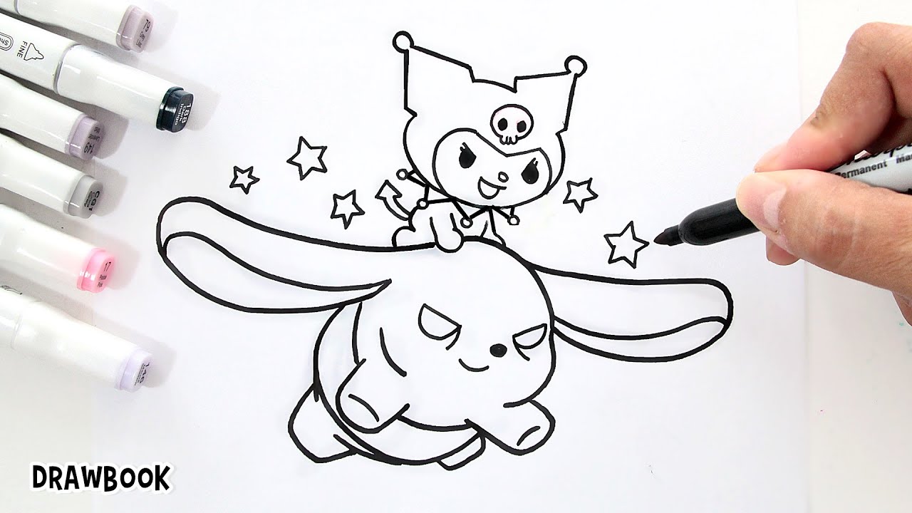 Draw and Color KUROMI Flying on BAKU! - Step-by-Step Tutorial - YouTube