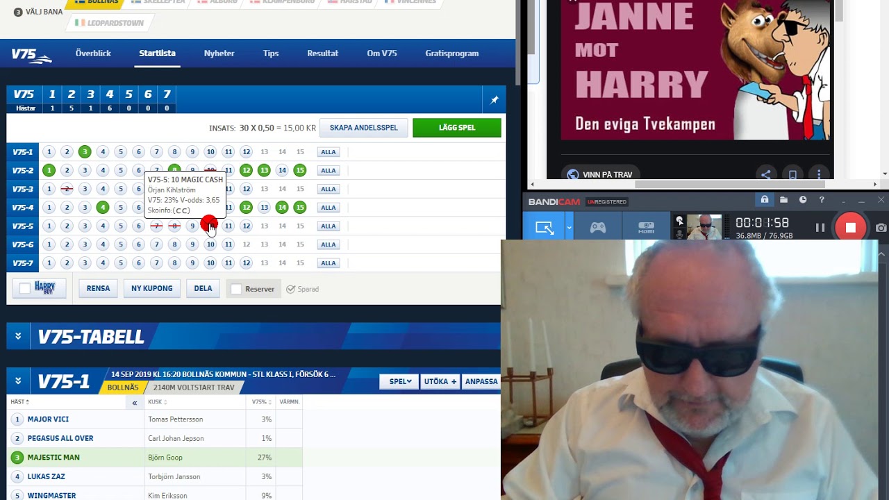 V75 Bollnäs - Janne Jackpot vs Harry Boy - YouTube