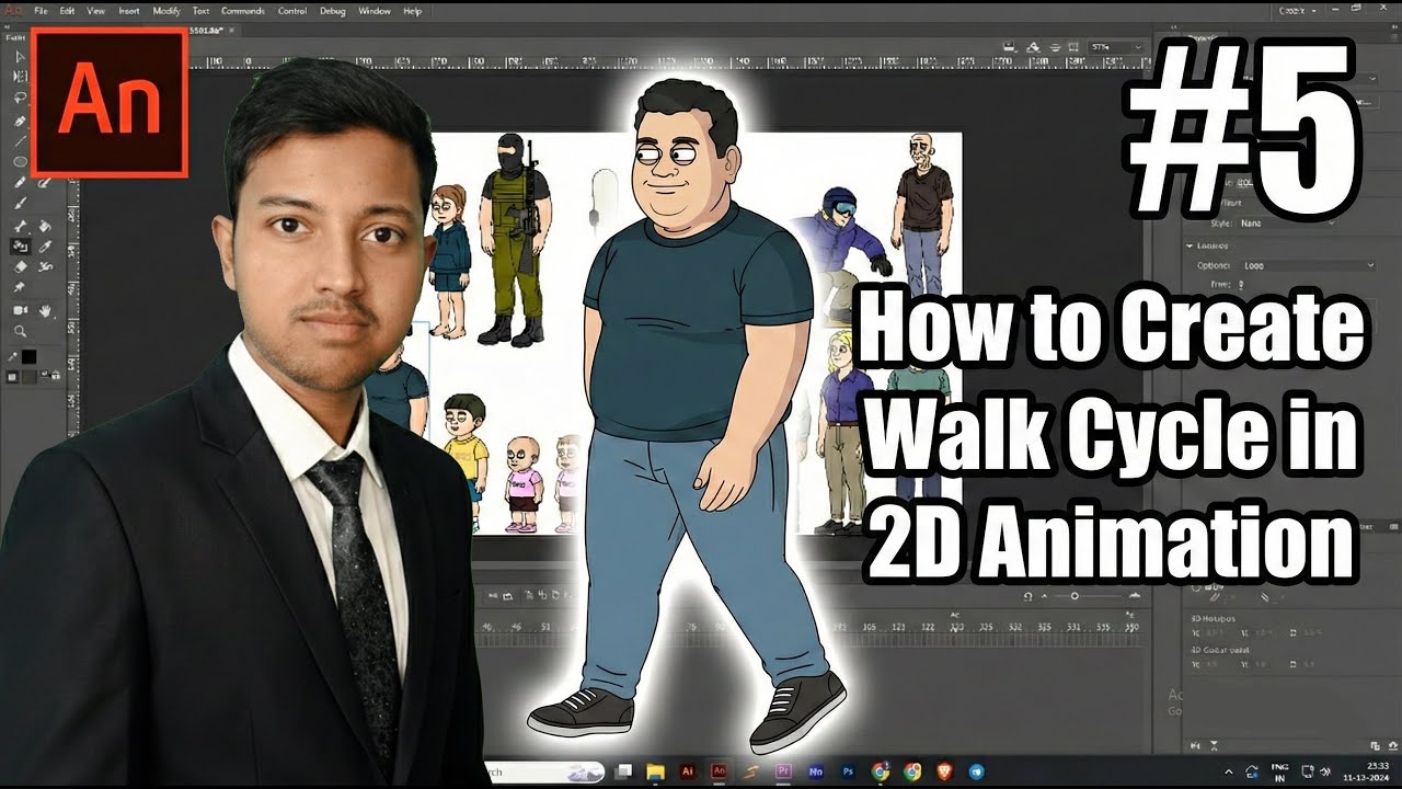 How to Create a Walk Cycle in Adobe Animate CC | Step-by-Step Tutorial ...
