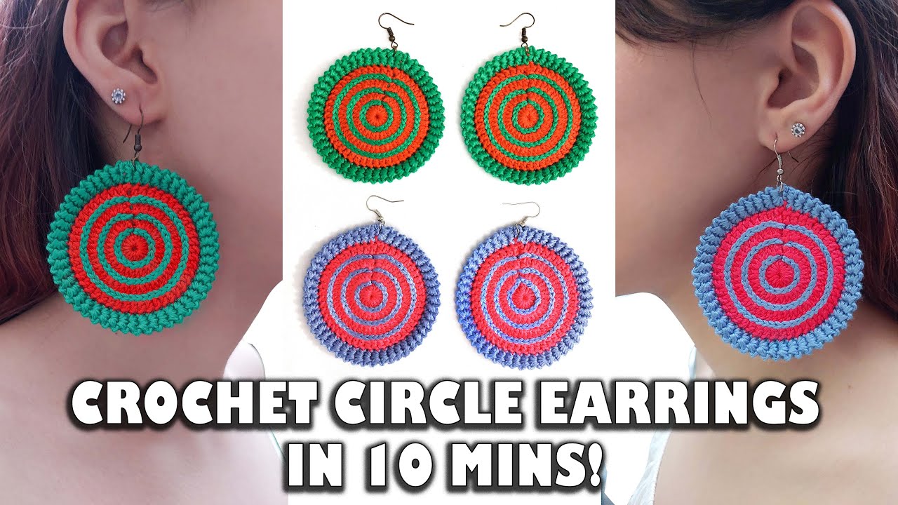 Crochet Circle Earrings For Beginners-Step by Step Tutorial (+ENG SUB)!⭕ - YouTube