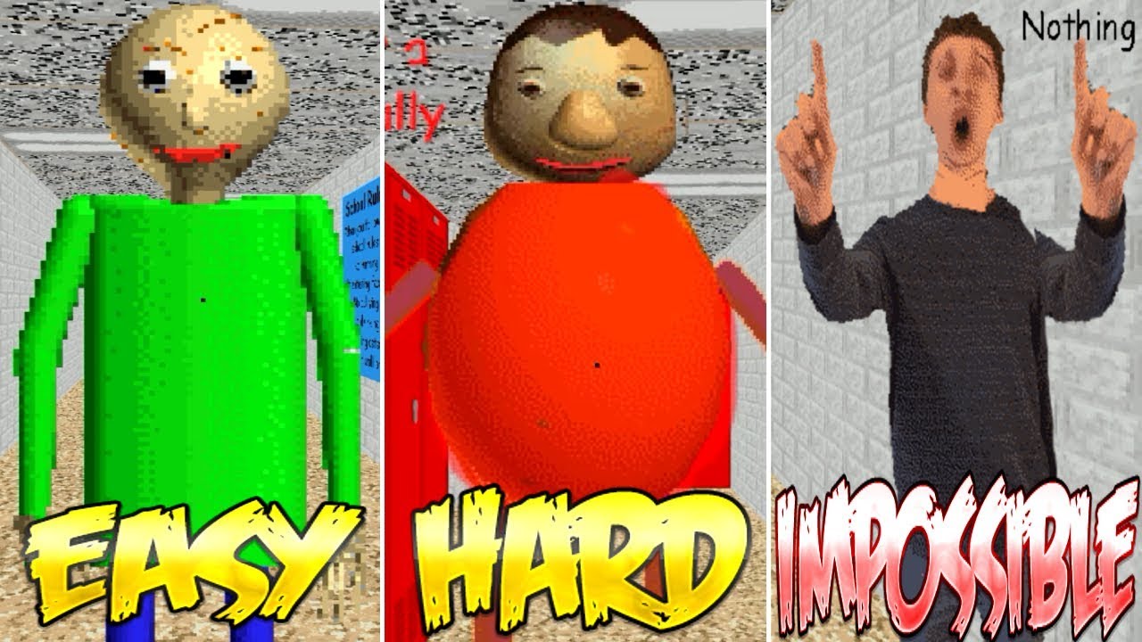 Baldi's Basics EASY vs. HARD vs. IMPOSSIBLE - YouTube