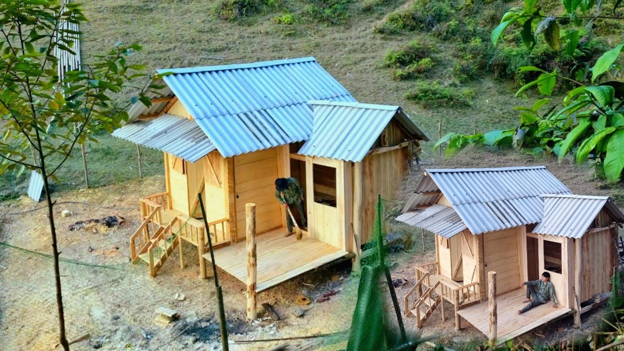 Build a beautiful wooden house. Build planks around the house and make ...