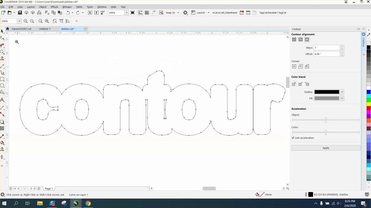 Corel Draw Tips & Tricks Contour Text or Font just a little - YouTube