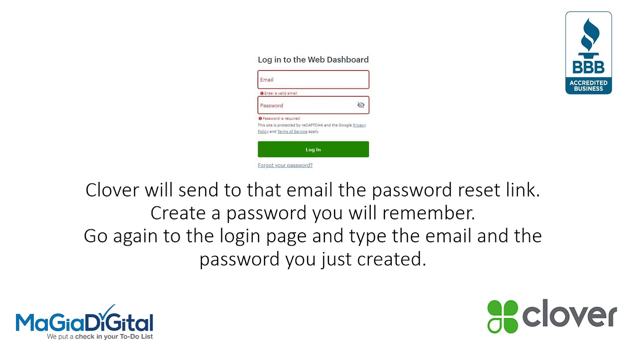 How to reset your password in Clover Dashboard - YouTube