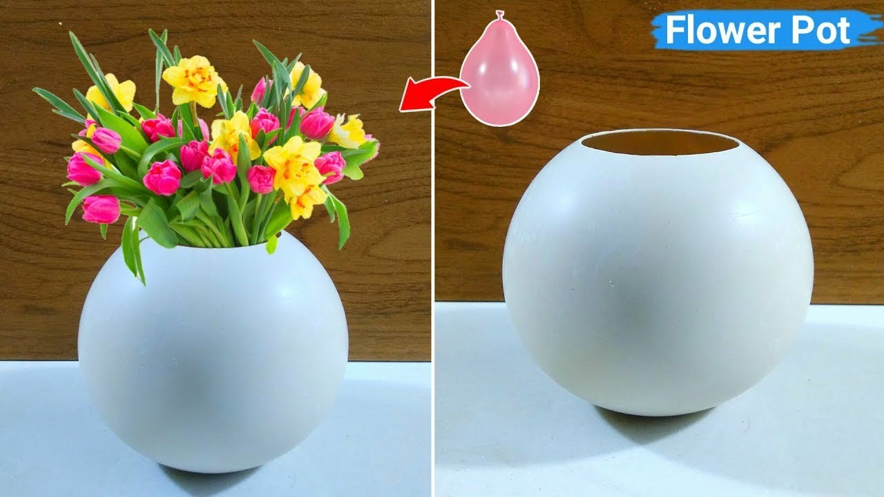 Simple flower pot making at home | Gypsum flower pot making - YouTube