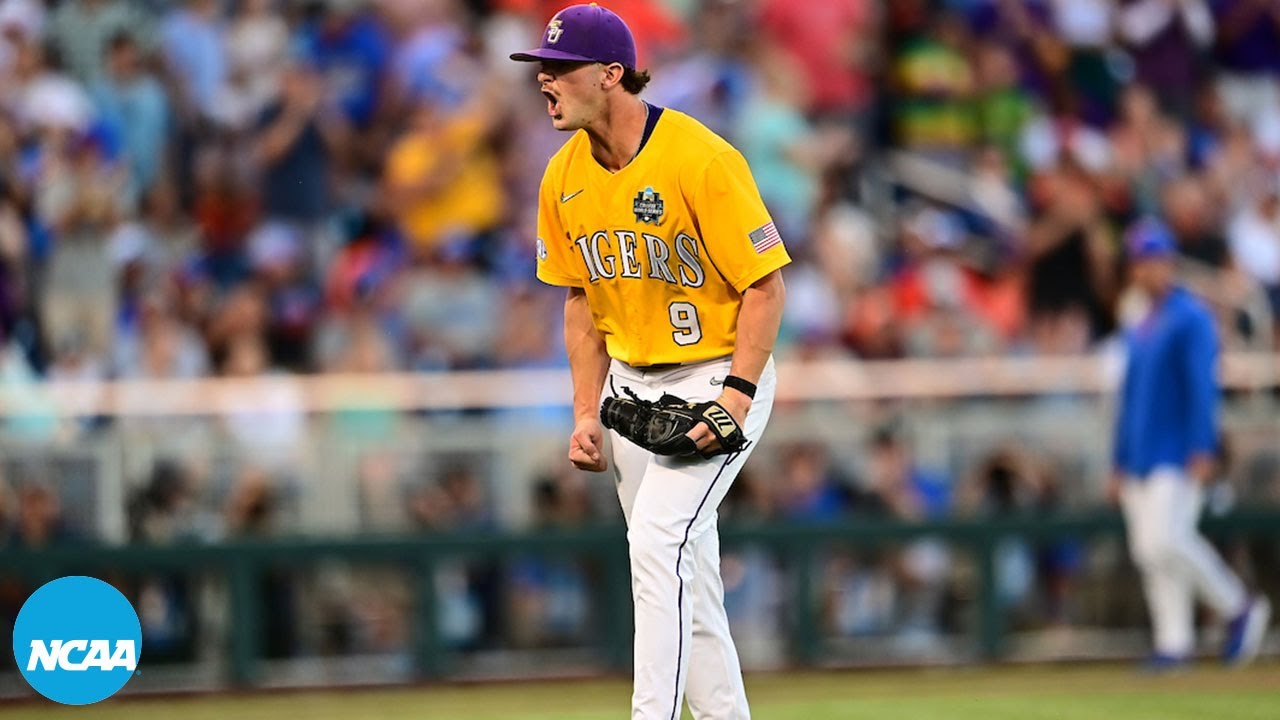 LSU's Ty Floyd strikes out MCWS finals-record 17 - YouTube