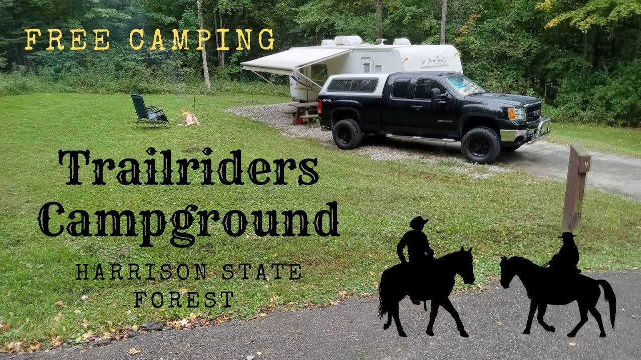 Free camping at Trailriders campground in Harrison state forest. - YouTube