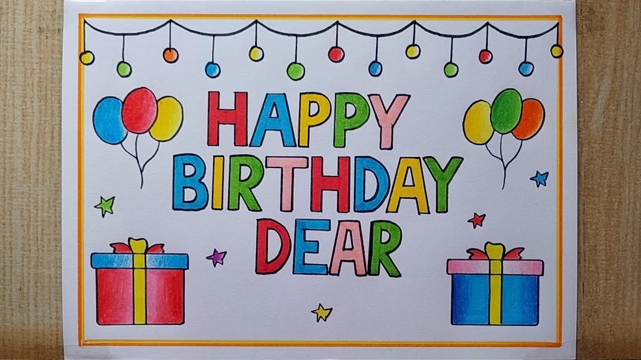 Happy Birthday Card Drawing easy| Beautiful 😍 Birthday Card drawing ...