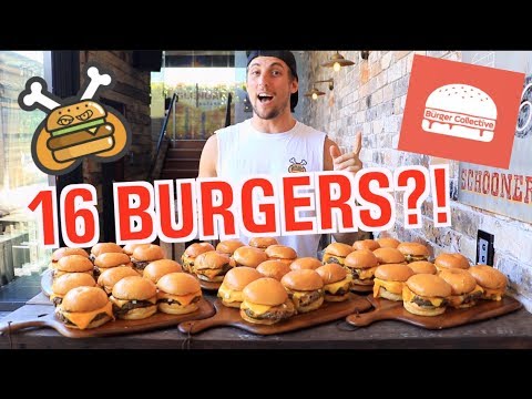 Aussie Guy Eats 16 BURGERS | Burger Collective Food Challenge - YouTube