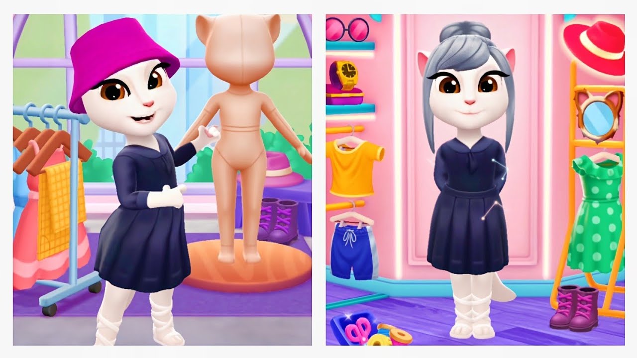 Angela New Outfit Black - My Talking Angela 2 #mytalkingangela2 - YouTube