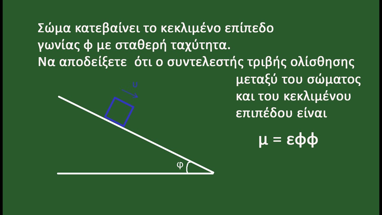 Φυσική Α΄ Λυκείου. Ευθύγραμμη Ομαλή Κίνηση σε κεκλιμένο επίπεδο με ...