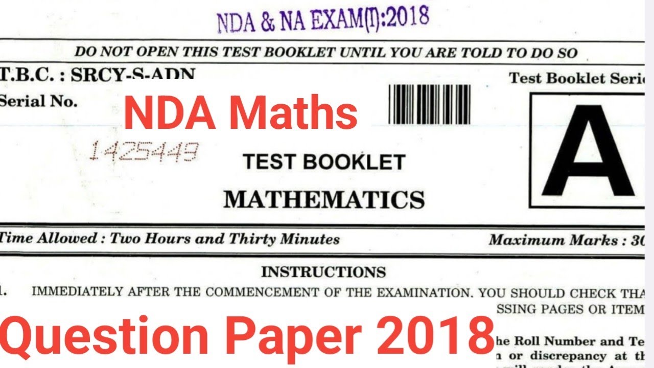 NDA Maths 2018 Question Paper|| PYQ Maths Question Paper 2018 nda ...