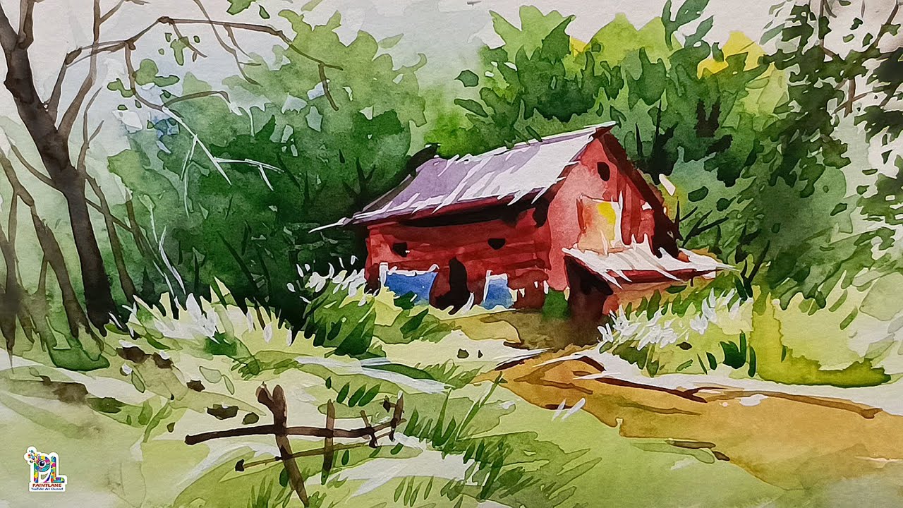 How to paint Easy and Simple Scenery Art - YouTube