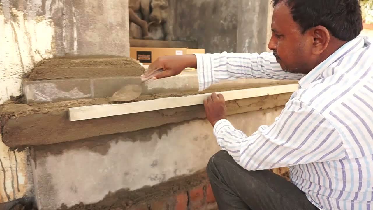 Temple design making, temple brick construction, cement plastering ...