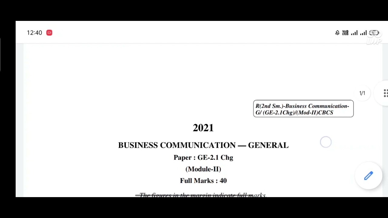 CU QUESTION PAPER/BUSINESS COMMUNICATION-GENERAL/GE-2.1CHG/MODULE 2 ...