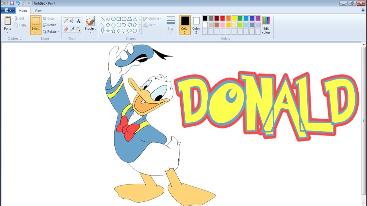 Drawing DONALD DUCK | MS Paint - YouTube