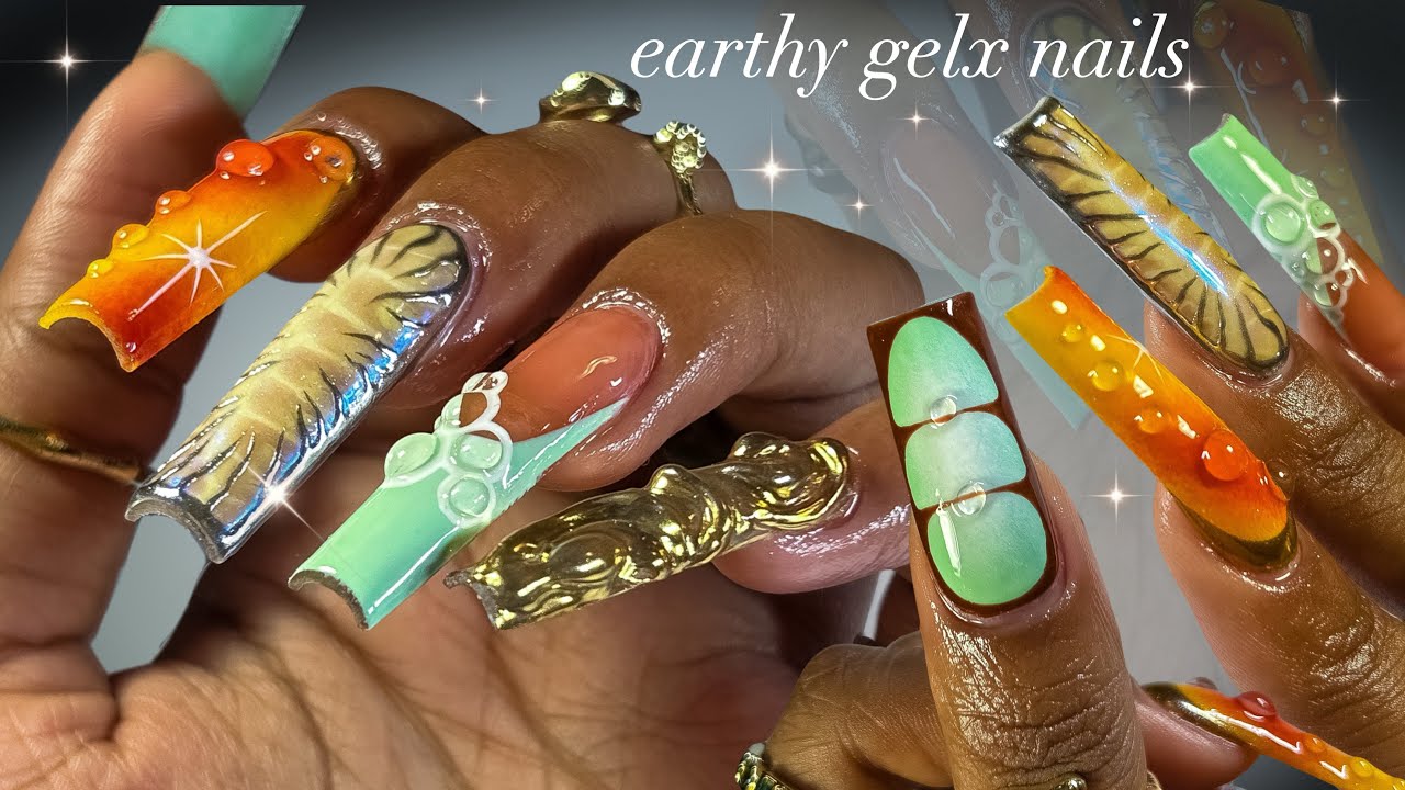 Earthy GelX Nails!🌿🍄‍🟫 | simple gelX application + unique nail art ...