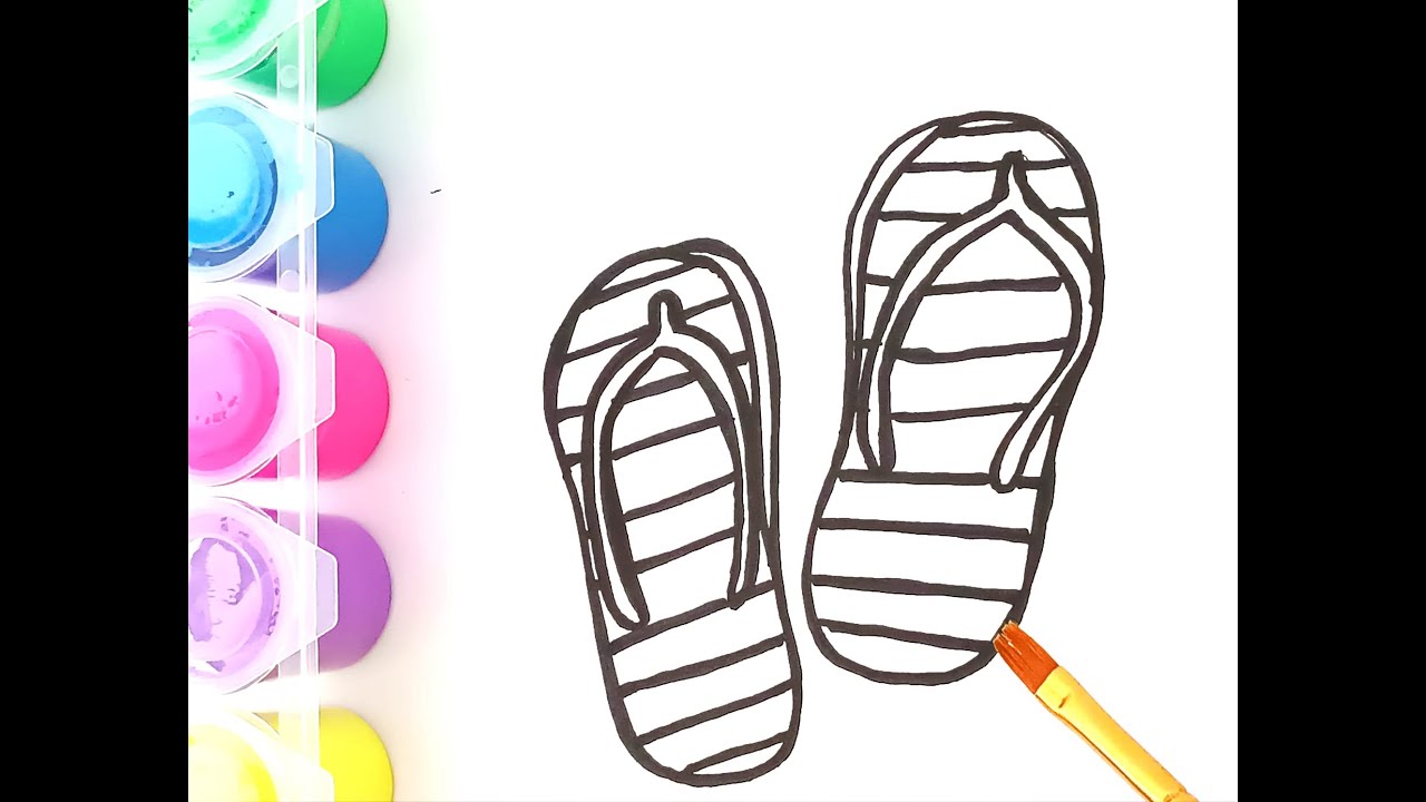 Easy to draw: how to draw and paint a flip flops easily - YouTube