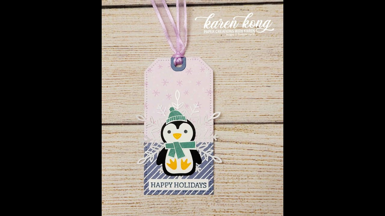 Make a cute Christmas penguin tag! - YouTube