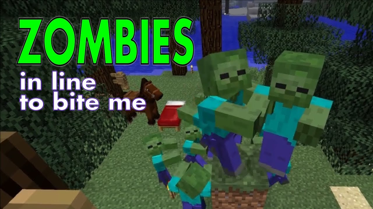 Minecraft - Zombies in line to bite me (2013) - YouTube