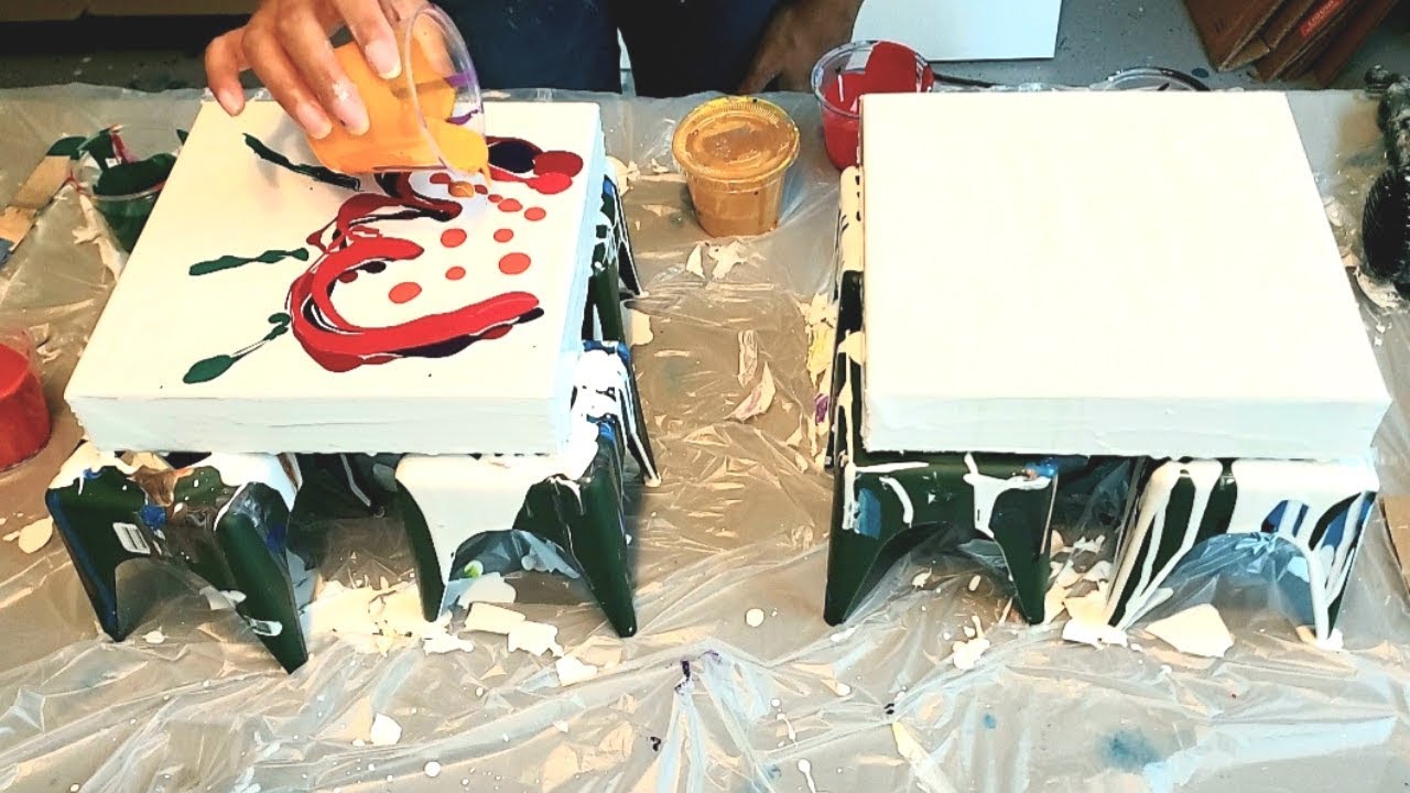 Fluid Art 🌺 Flower DIP / Double Canvas DIP / ACRYLIC POURING / ABSTRACT ...