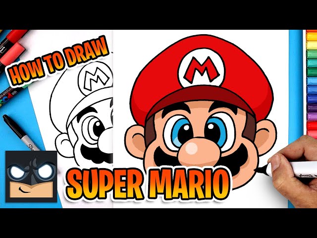 How to Draw Super Mario (Step by Step) - Videos For Kids