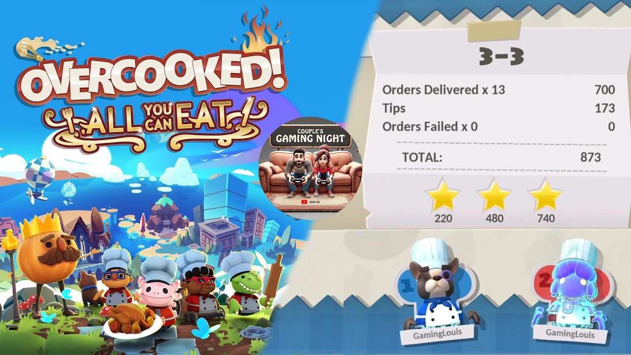 Overcooked Level 3-3 🏆 | 2 Player Co-op |⭐⭐⭐| Couple's Gaming Nights ...