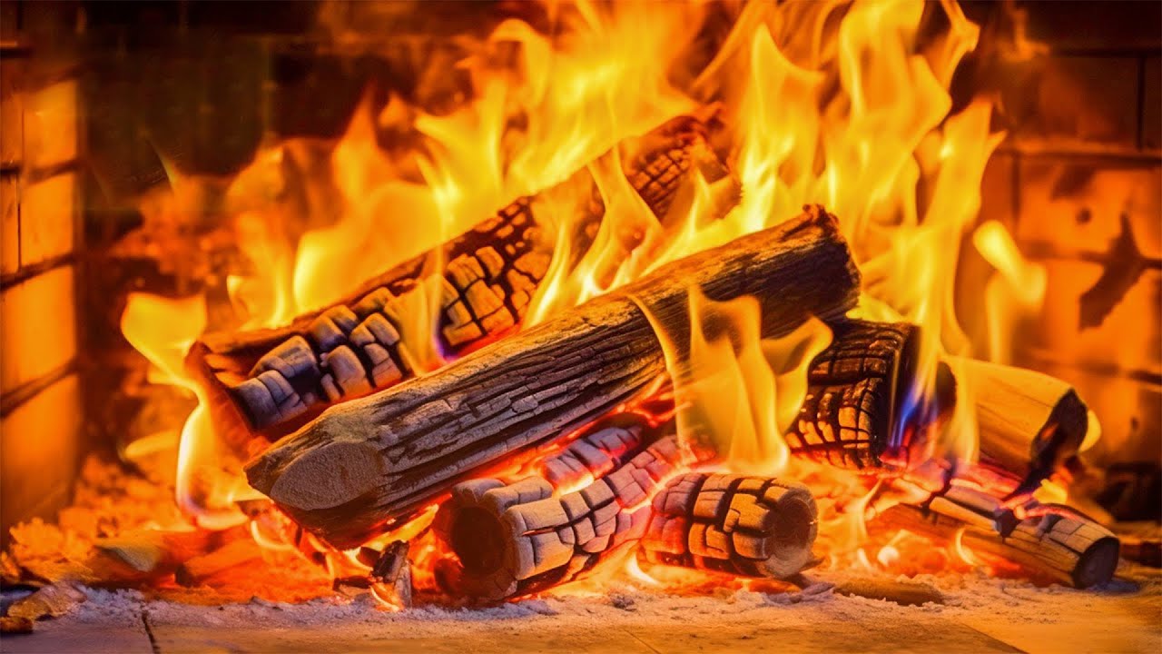 🔥Warm Christmas Fireplace at Night Crackling Fire and Relaxing Flames ...
