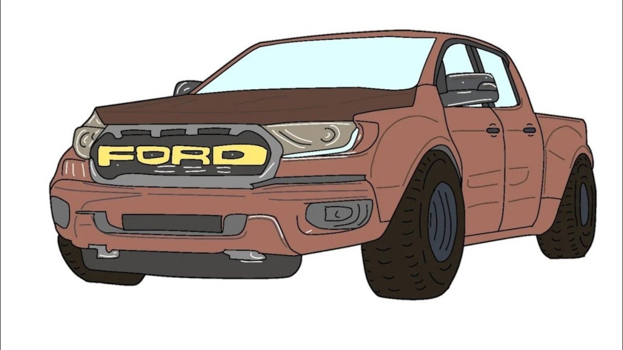 วาดรูปรถกระบะ Ford Ranger สุดโหด How to draw a car - YouTube