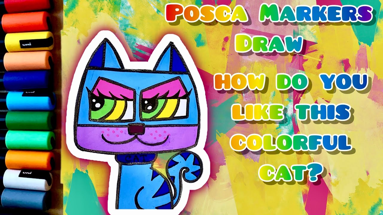 Draw a cute Colored Cat with Posca Markers - YouTube