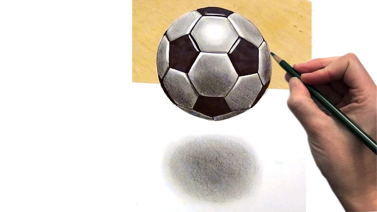 How to Draw Soccer Football - Drawing 3d Floating Soccer Ball drawing ...