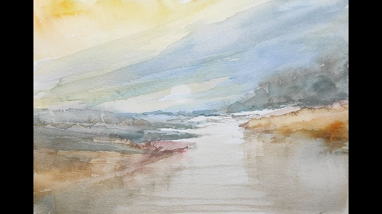 Landscape basic exercise, only few colors! Easy watercolor learning ...