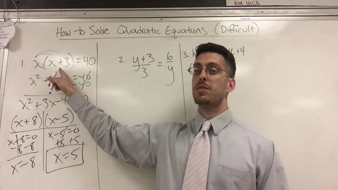 How to solve more difficult Quadratic Equations - YouTube