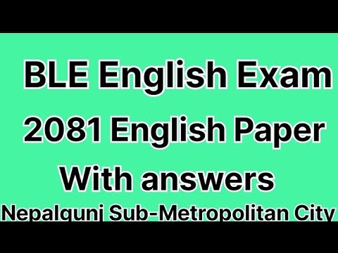 BLE 2081 English Paper with solution | Class 8 BLE English paper of ...