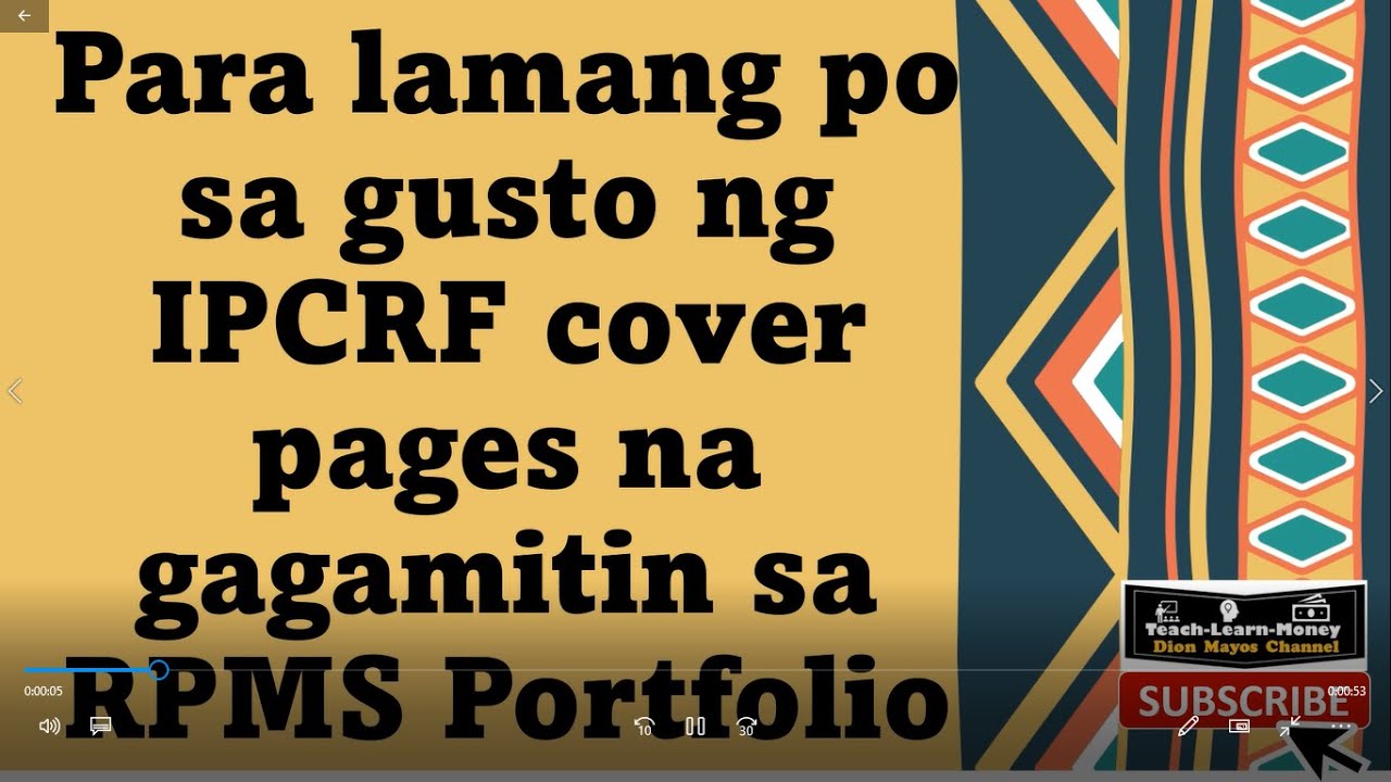 Free IPCRF Cover Pages for RPMS Portfolio - YouTube
