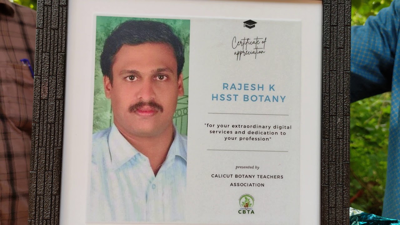 Honouring Sri. Rajesh K, HSST Botany (Our CBTA web developer) on 31/10 ...