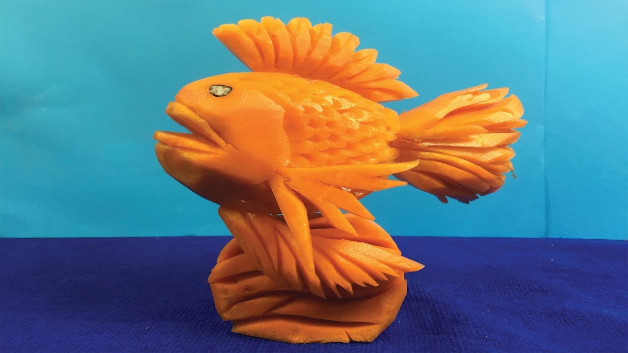 Art an the Best Beautiful Fish Carving,Carving Fish by Carrot. - YouTube