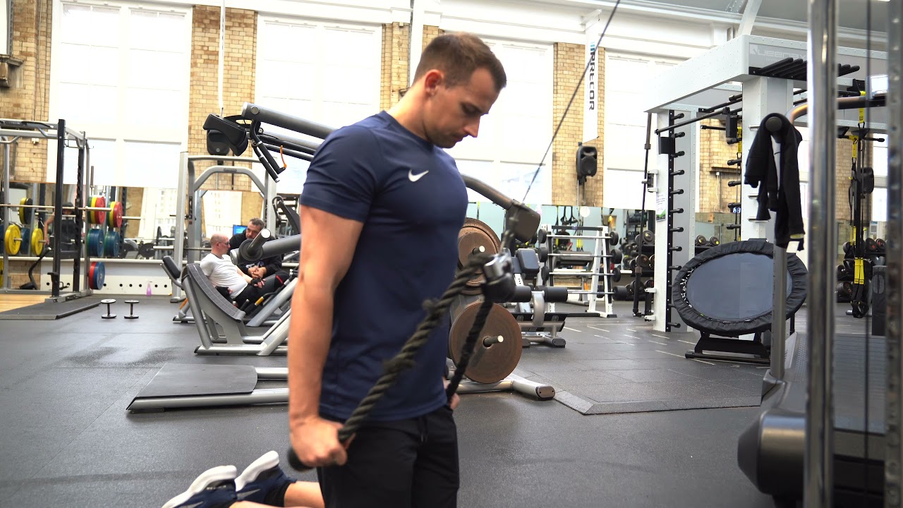 Kneeling Cable Tricep Extension Two Long Ropes - YouTube