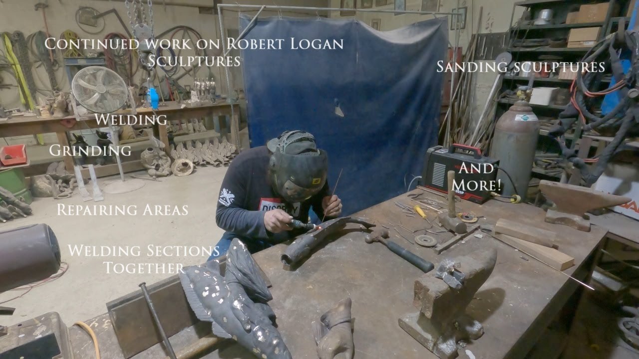 Feb. 29, 2024 - Continued work on Robert Logan Sculptures, welding ...