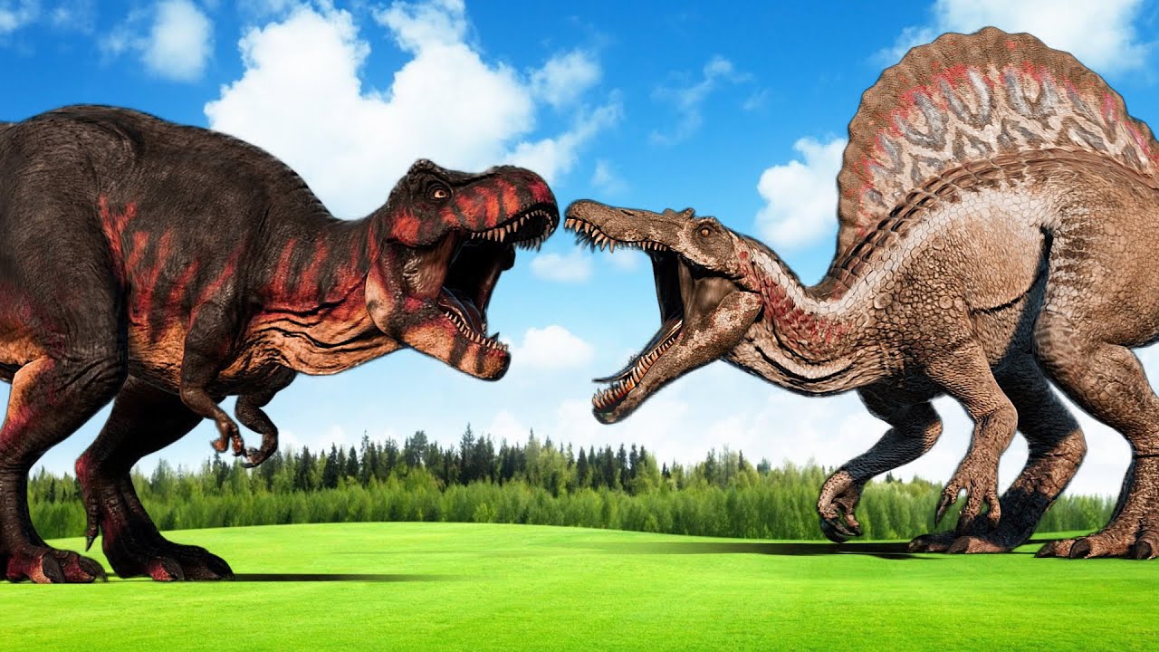 T-Rex vs Spinosaurus | Jurassic World Dinosaur Fight in Real Life - YouTube