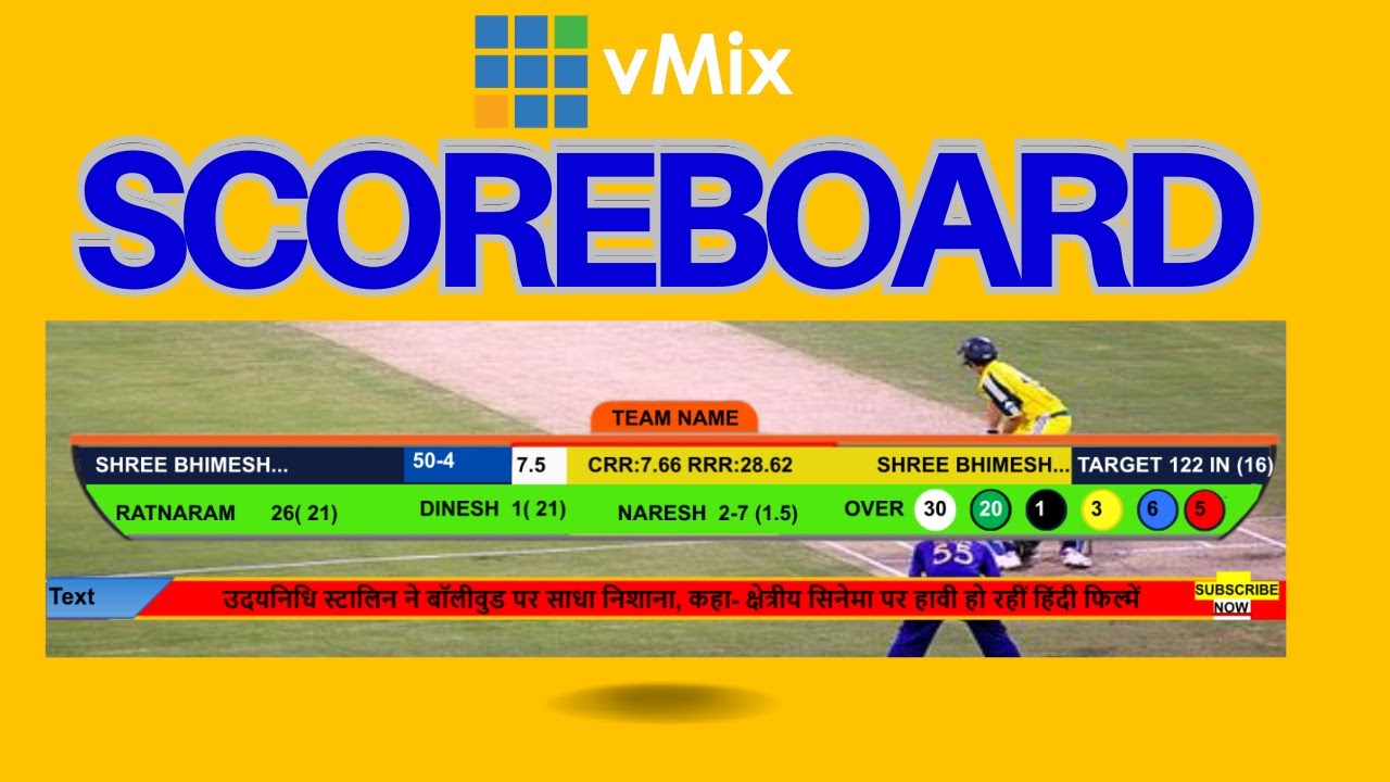 Scoreboard vMix Professional | vMix tutorial Hindi | ticker ...