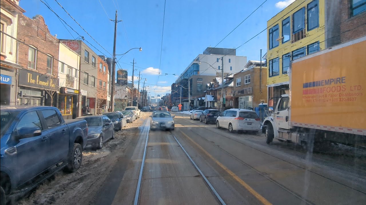 TTC 506 Streetcar Ride on College St Rear View - YouTube