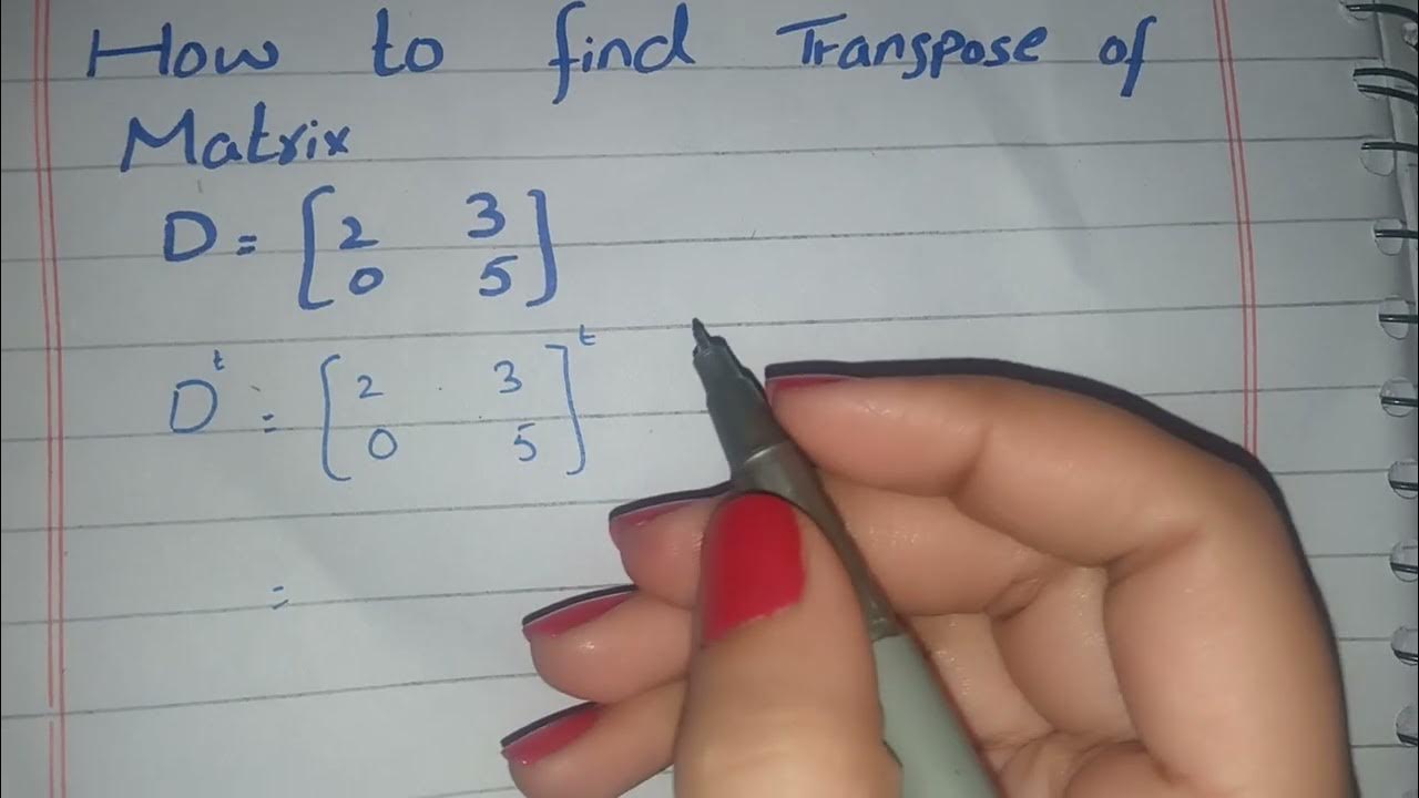 How to find the Transpose of the Matrix | Matrix Class 9 | 10 | 12 | math class channel - YouTube
