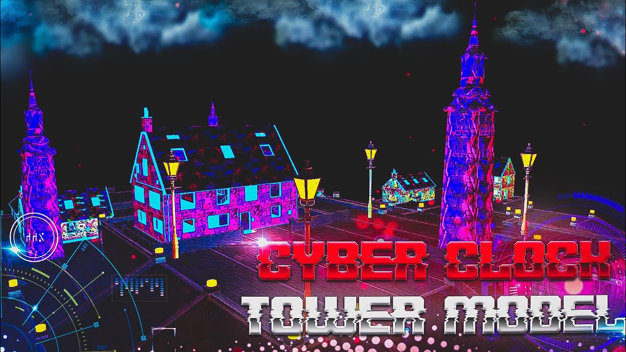 CYBER CLOCK TOWER MODEL IN PRISMA 3D // GLOWING 3D CLOCK TOWER LIKE PC ...